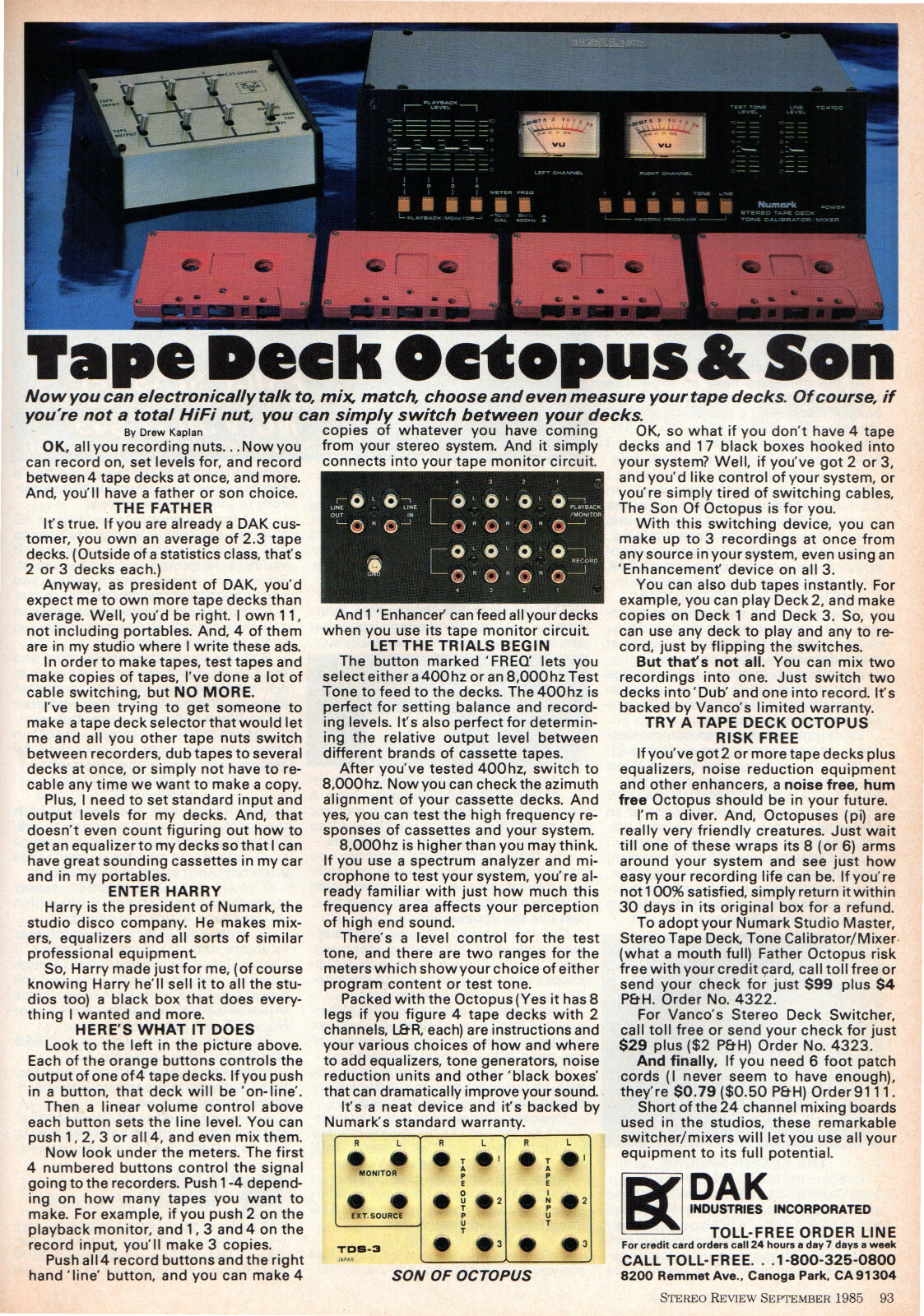 NUMARK TC4100 TAPE MIXER WITH $49 REPAIR KIT DBX-200 DBX-400 SB-300 ...