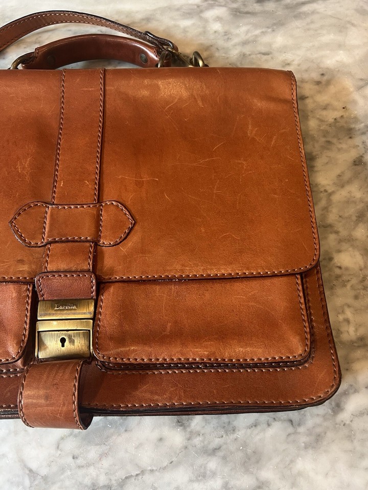 Vintage Larella Brown Leather Handbag/Briefcase | eBay