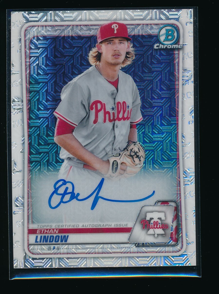 ETHAN LINDOW AUTO 2020 Bowman Chrome Mega Box Autograph Phillies Rookie ...