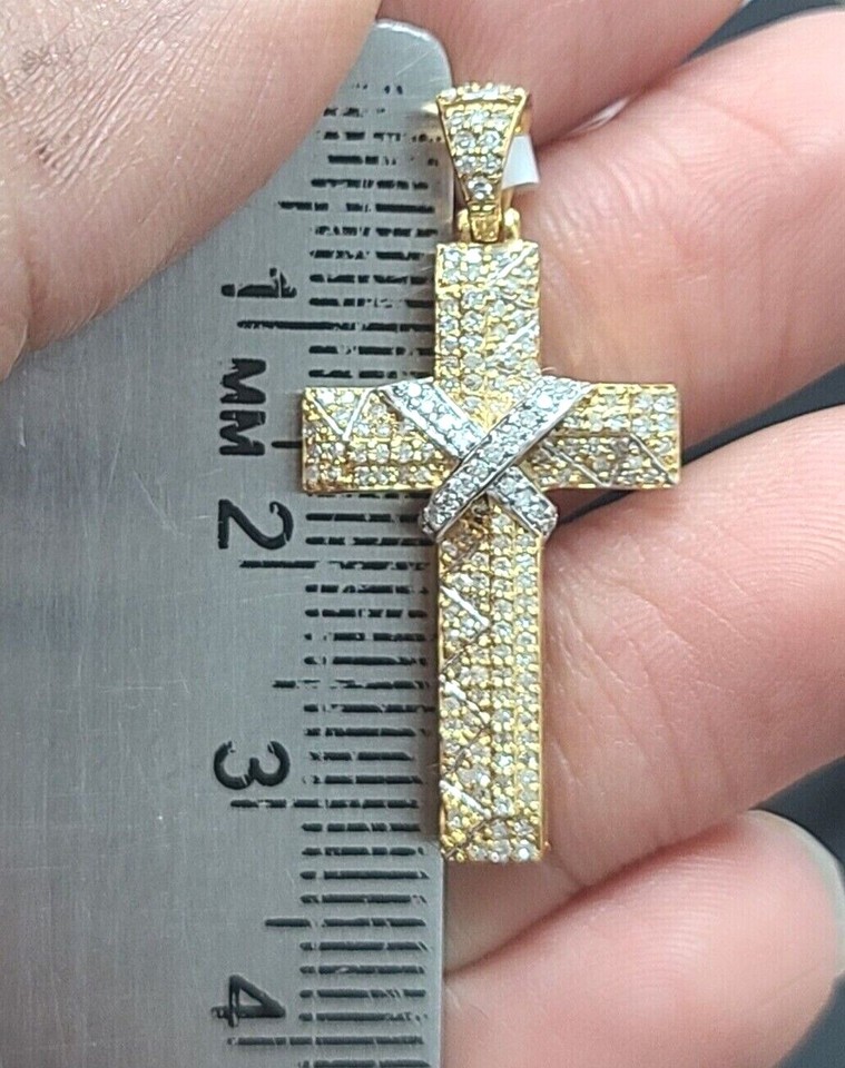 DEAL! 0.50CTW GENUINE DIAMONDS CROSS PENDANT CHARM IN 10K GOLD 32mm | eBay