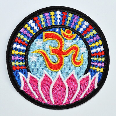YOGA Aum om infinity hindu indian LOTUS retro hippie Iron On patch ≈3 ...