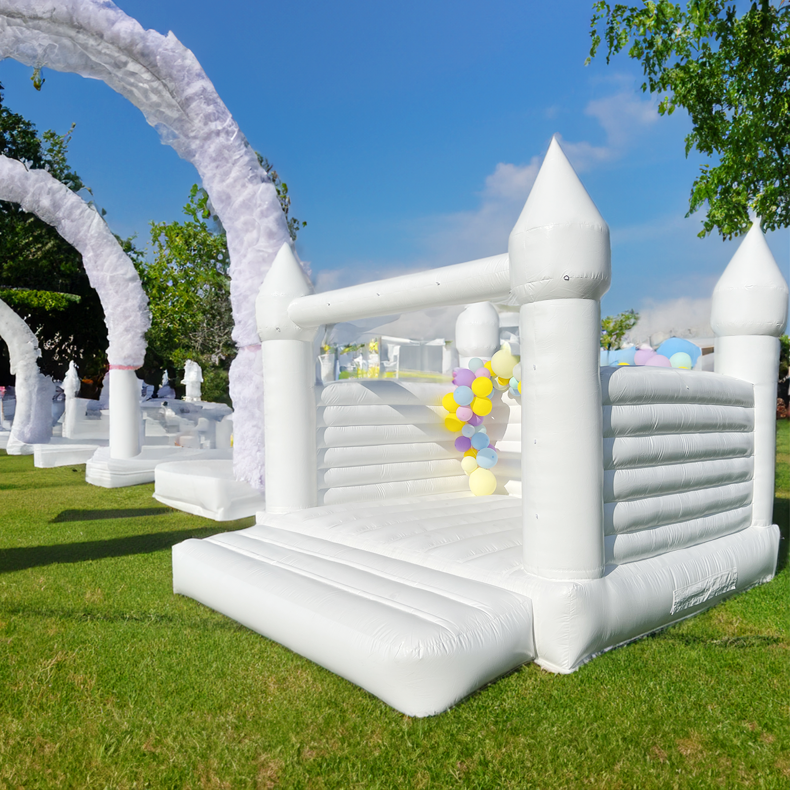 WARSUN Inflatable White Bounce House 13x12x10FT Jumper Bouncy Castle ...