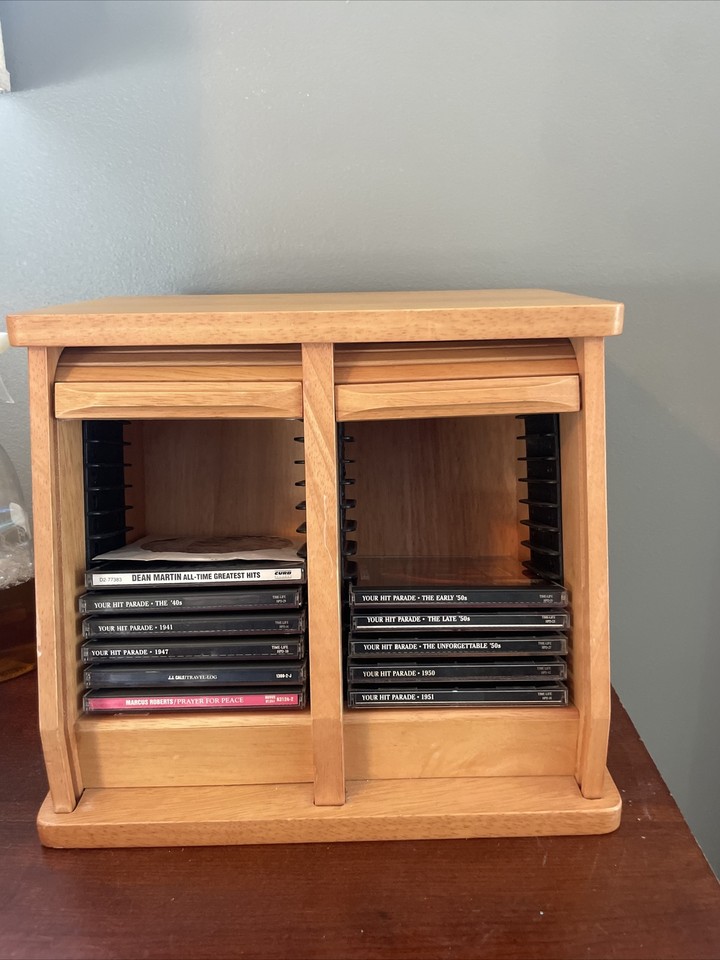 The BOMBAY Company Vintage Wooden 64 CD or DVD Carousel Storage Rack ...