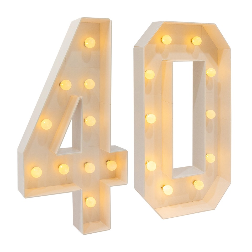39"in H 40 Birthday Number Lights Marquee Light up Numbers 40th ...