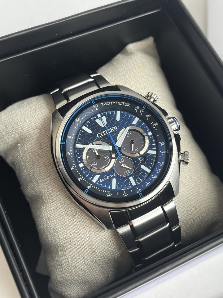 New! Citizen Eco-Drive Watch CA4560-81L Chronograph Blue Dial Silver ...