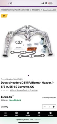Doug's Headers Exhaust Header D315; | eBay