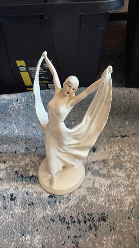 Vintage Art Deco Dancing Lady Figurine Porcelain Flapper Dancer White ...