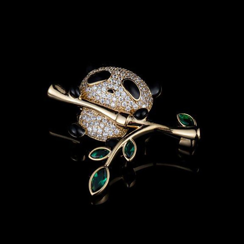 Süße Bambusblatt Panda Brosche Mini Tier Revers Pins Kleidungszubehör ...