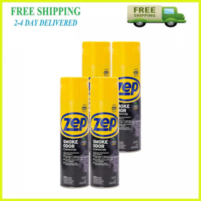 ZEP 16 oz Smoke Odor Eliminator Case of 4 Pleasant Scent Aerosol Spray ...