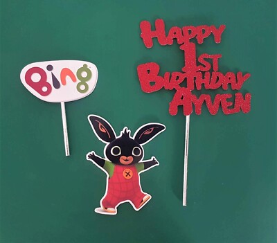 Bing Bunny Cake Topper,Happy birthday,SET 3PCS | eBay UK