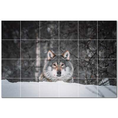 Wolf Ceramic Tile Wall Mural PT501232. 36" W x 24" H (24) 6x6 tiles | eBay