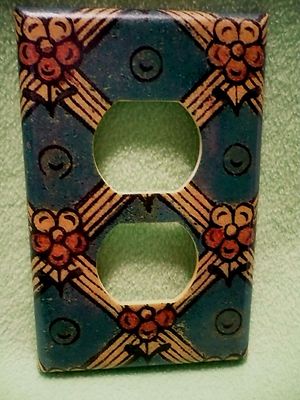Vintage colorful FLOWERS and LATTICE designs wrapped paper outlet cover ...