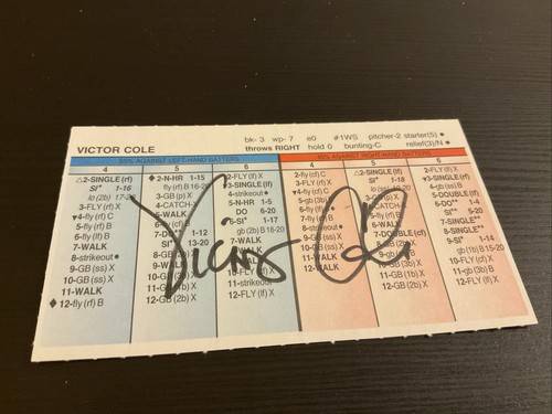 STRAT-O-MATIC Signed Victor Cole 1992 Pittsburgh | eBay