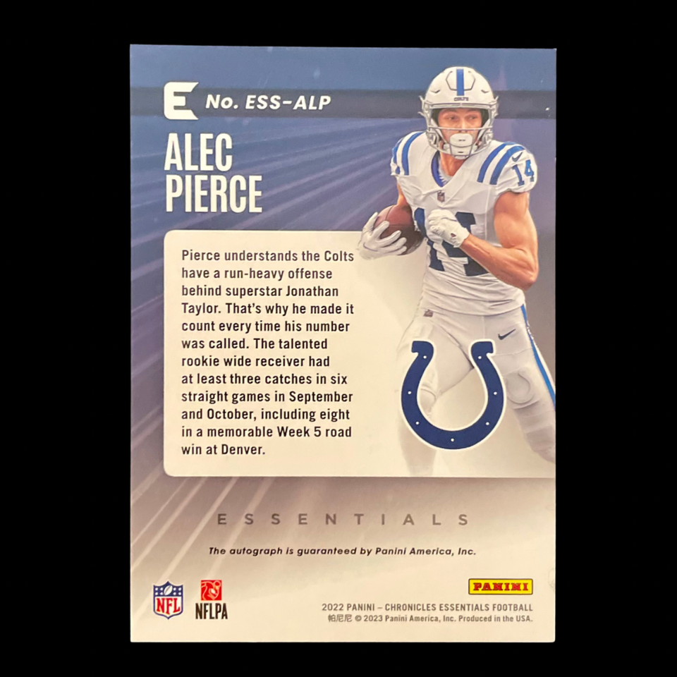 Alec Pierce RC Auto /49 2022 Panini Chronicles Essentials #ESS-ALP ...