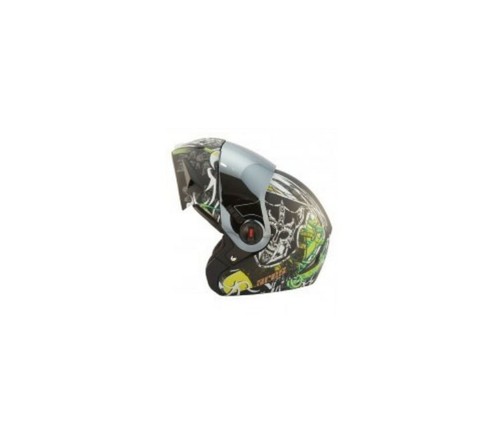 SB-41 Ares Devil Face Glossy Black Silver Visor Open face Helmet L ...