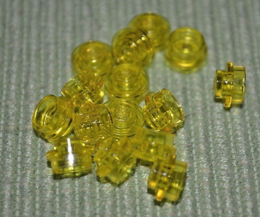 (12) 1x1 Clear Yellow Translucent Round Plate Bricks ~ New Lego Parts ...