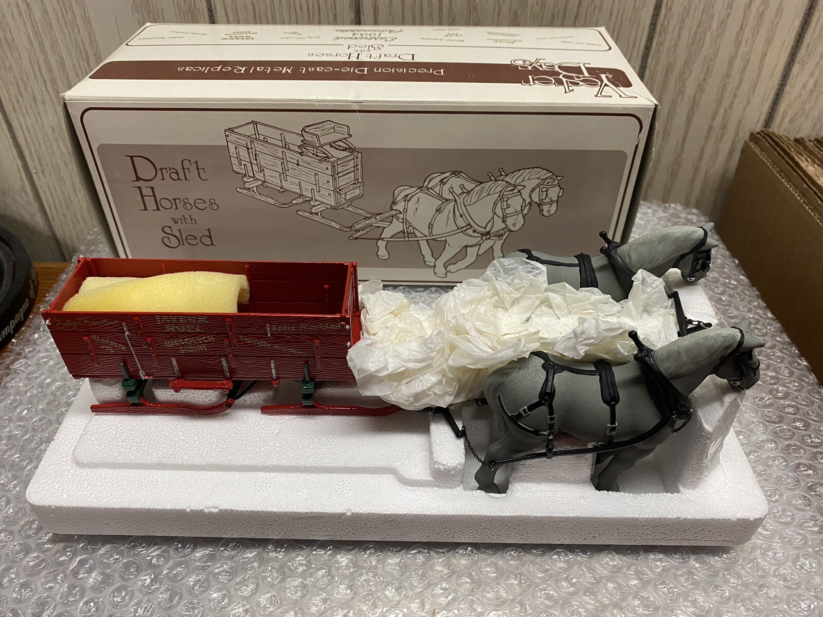 Precision Diecast Metal Christmas Draft Horses with Sled - 1/28 Scale ...