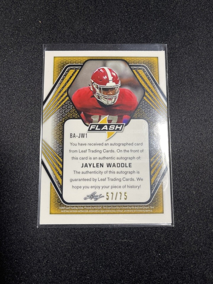 2021 Leaf Flash Navy Blue /75 Jaylen Waddle #BA-JW1 Rookie Auto RC | eBay