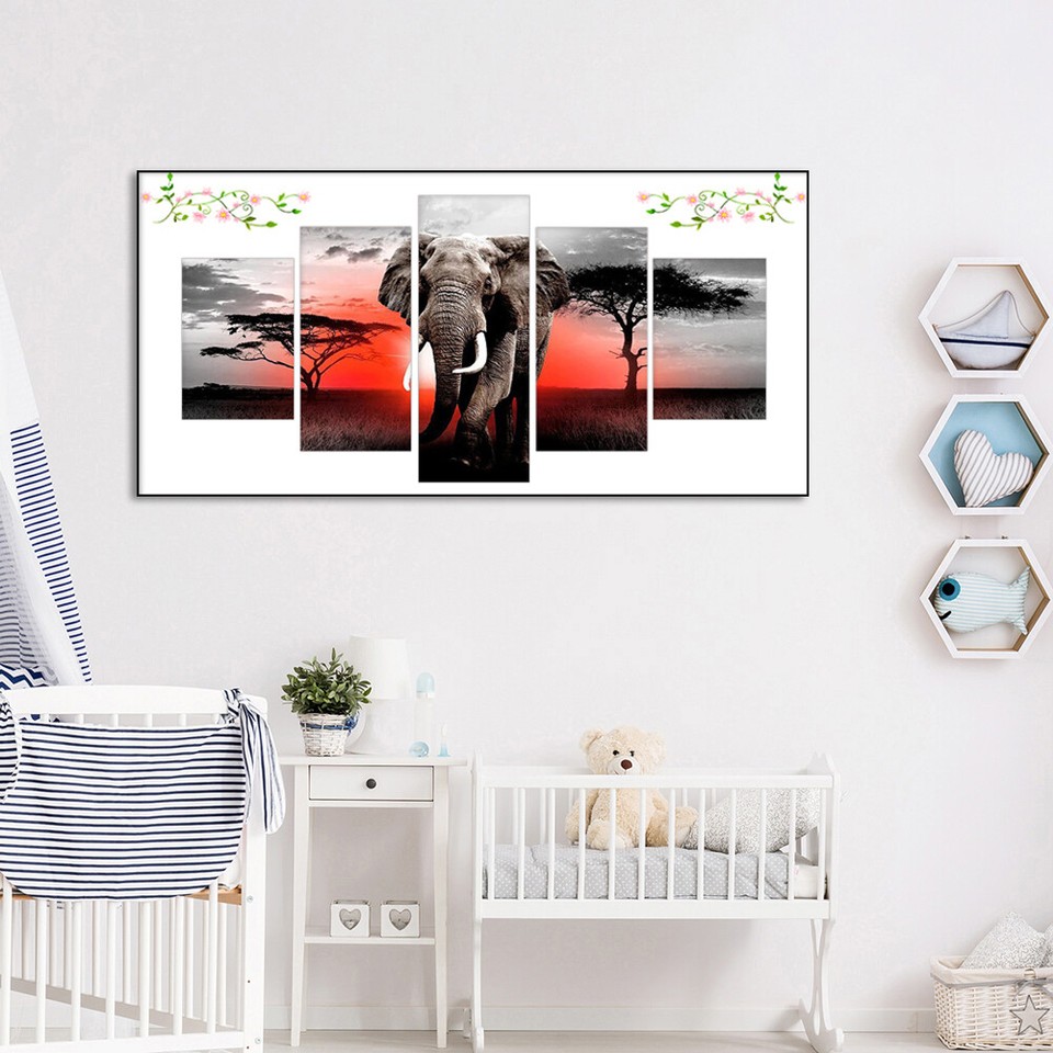 5 Panel 5D DIY Diamonds Drawing Crystal Rhinestones Paintings Cross ...