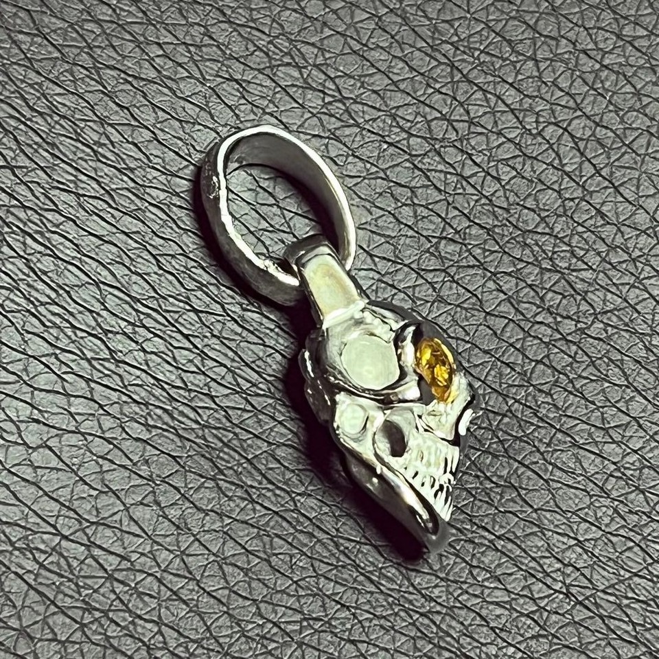 Bill Wall Leather Good Luck Skull Pendant Custom Stone Rhodium Design ...