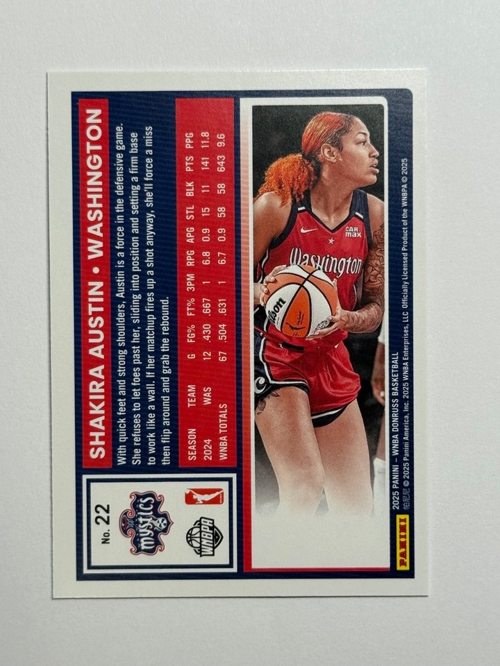 2025 Donruss WNBA #22 SHAKIRA AUSTIN Silver Holo BUY ANY 2 GET 1 FREE ...