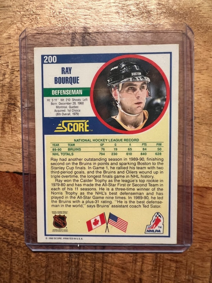 RAY BOURQUE 1990 Score Autograph Auto Signed Card Boston Bruins #200 | eBay