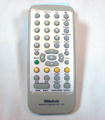 Mintek RC-1730 Remote Control - Mintek MDP-1810 Portable DVD Player ...