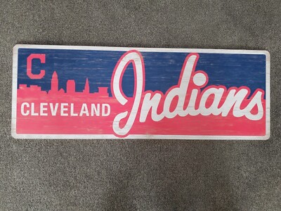 CLEVELAND INDIANS OHIO THEME HARDBOARD WOOD SIGN 28"X10" MLB LICENSED ...