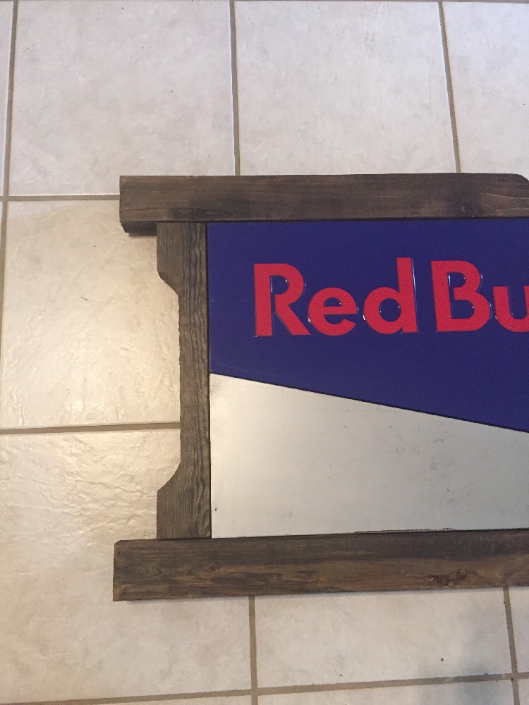 Red Bull Metal Wood Plastic Wall Sign Large 43”x23" Display Logo Man ...