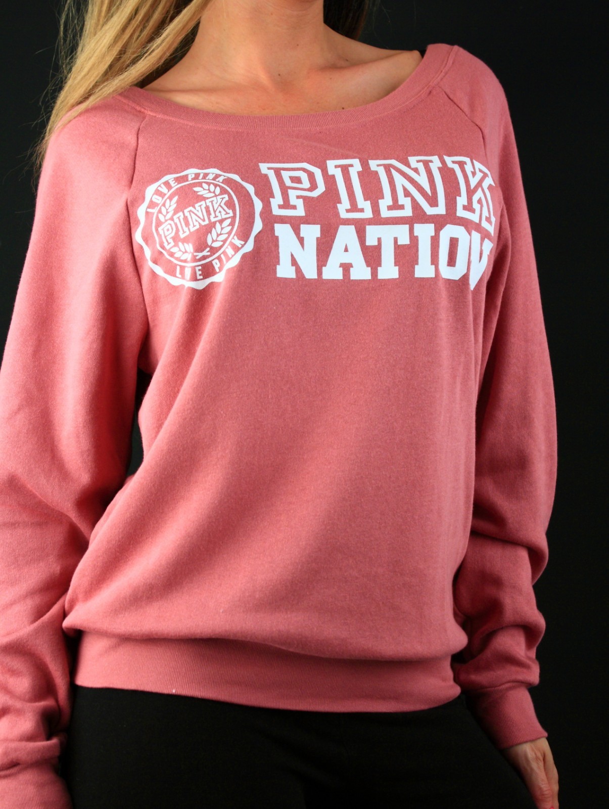 Victoria's Secret PINK Nation Logo Perfect Crew Fleece Pullover ...