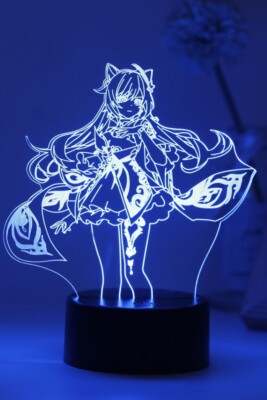 Genshon Keqing Anime Dimable bedside 3D Lamp LED 7 color Night Lights ...