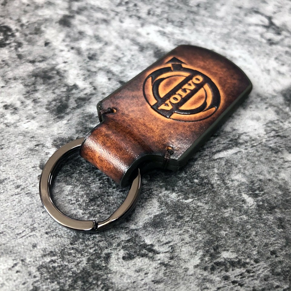 Handmade leather keychain with Volvo Logo in Brown. 1EA | eBay