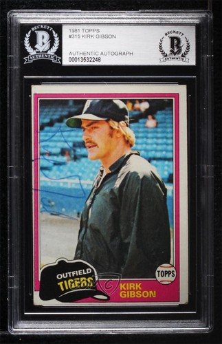 BAS 1981 Topps Kirk Gibson #315 Authentic Auto Rookie RC | eBay