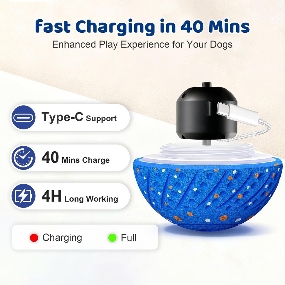 Interactive Dog Toys Ball - Smart Moving Bouncing Dog Ball with RGB ...