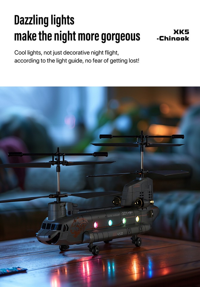 RC Helicopter XK5 Chinook 3.5CH 2.4G Smart Height Setting Remote ...
