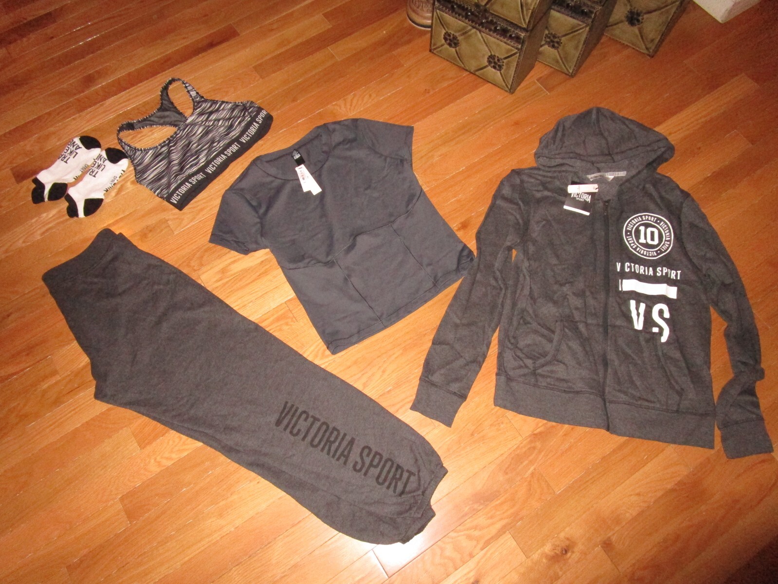 5PC Victorias Secret SPORT VSX HOODIE SWEATPANT SWEAT CREW SPORT BRA ...