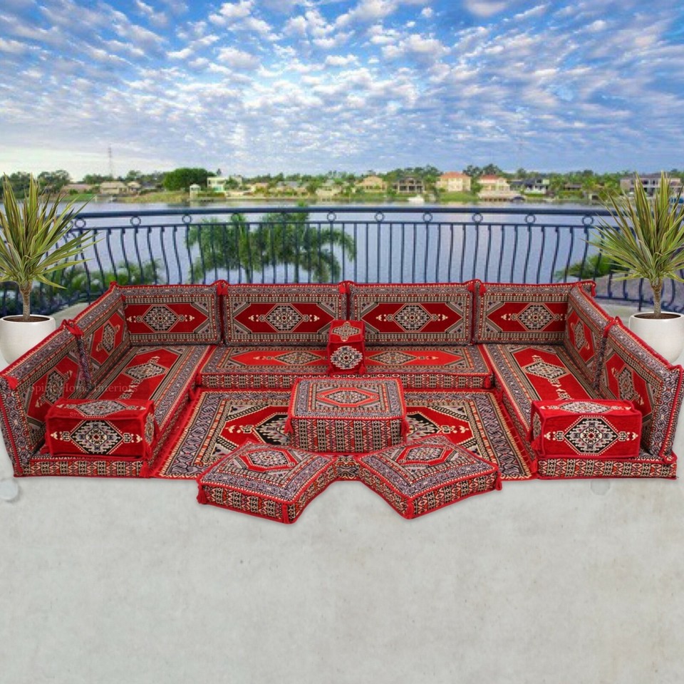 Arabic majlis floor seating, Modular U-shape corner sofa set, Bohemian ...
