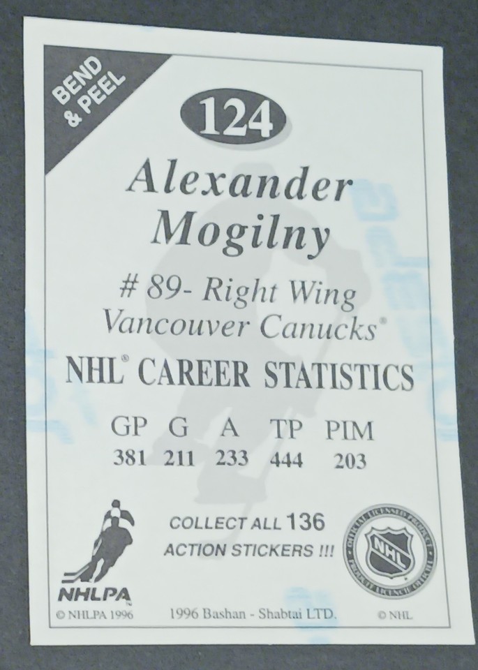 ALEXANDER MOGILNY - 1996-97 Bashan-Shabtai Hockey - #124 | eBay