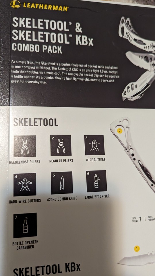 Leatherman Skeletool & KBX Multi-Tools Combo Pack 420HC with Nylon ...