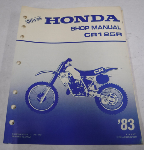 OEM 1983 83 HONDA CR125R CR125 CR 125 SHOP SERVICE REPAIR MANUAL O583 ...