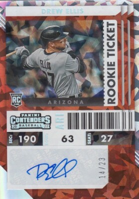 DREW ELLIS /23 ROOKIE AUTO RC 22 PANINI CONTENDERS TICKET CRACKED ICE ...