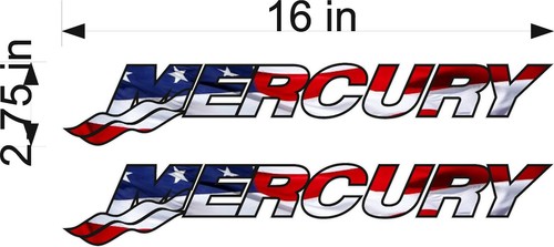 Mercury Marine Decals USA / PAIR Logos / 16" Vinyl Vehicle Watercraft ...