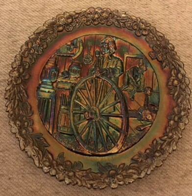 Fenton Carnival Glass Collector Plate 1978 No. 9, Colonial Wheelwrights ...