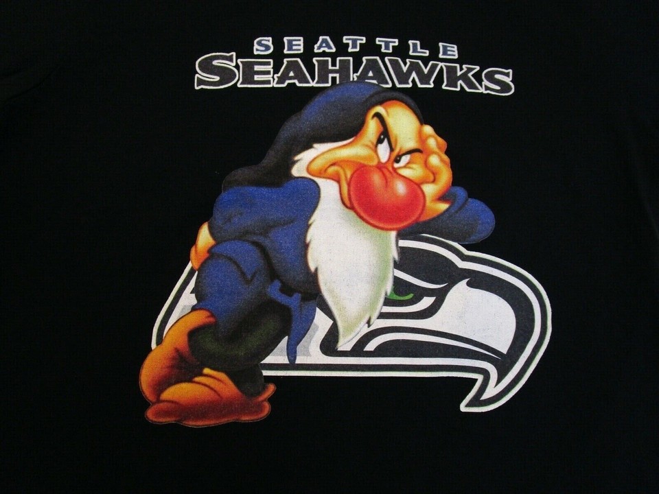 Seattle Seahawks Disney Grumpy Logo Womens Short Sleeve Black T-Shirt ...