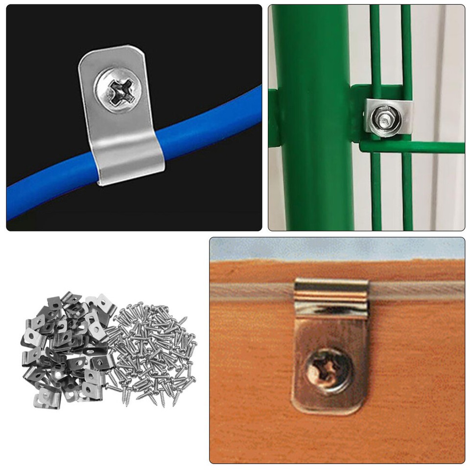 200 Pcs Stainless Steel Wire Clamp Fence Fixer Fasteners for Mesh Woven ...