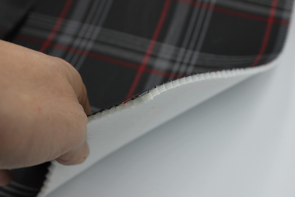 RED GTI Plaid Car Upholstery Fabric - VW Golf MK7- 3mm Foam - 59 ...