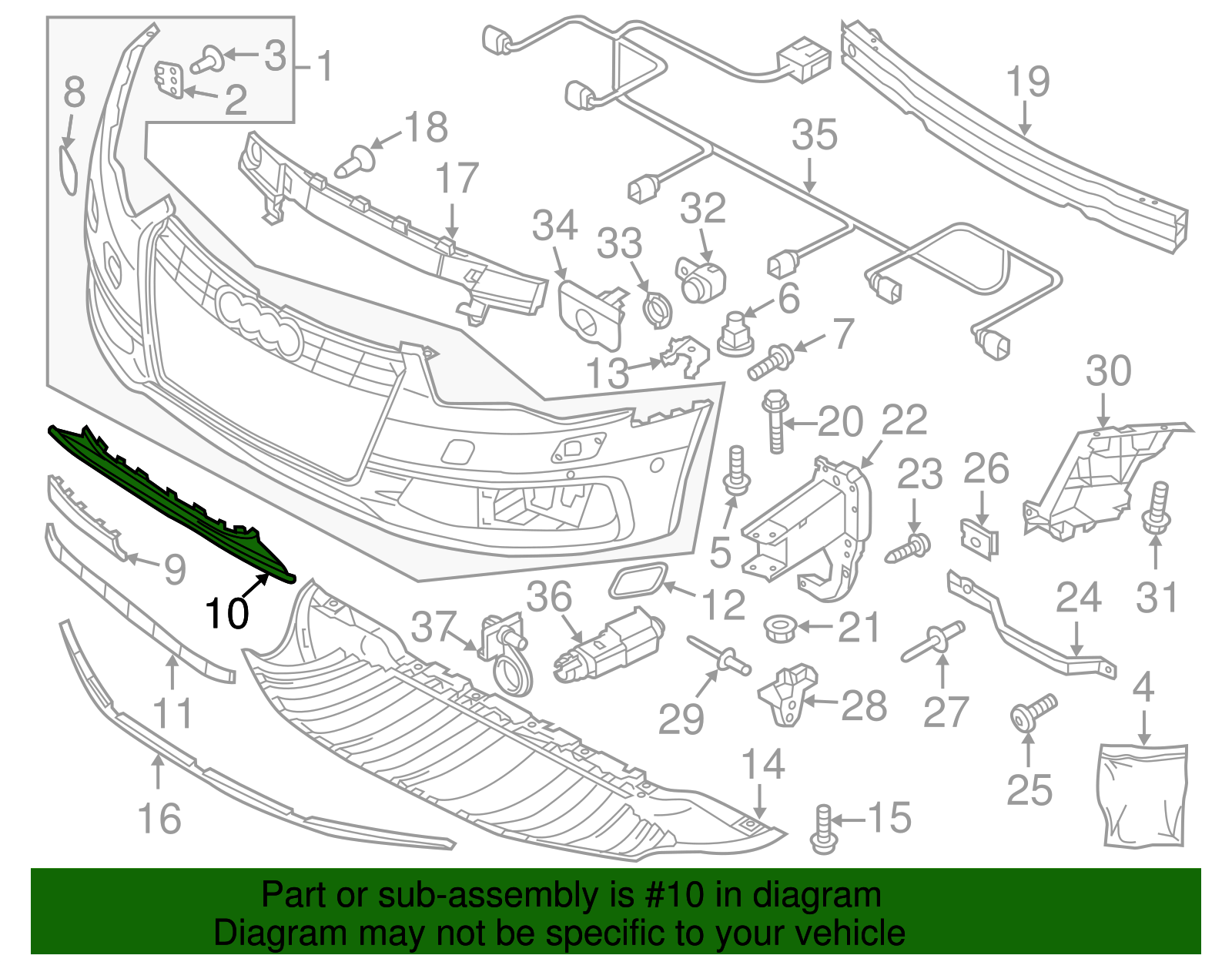 Audi 4G0807683 Genuine OEM Factory Original Bumper Grille for sale ...