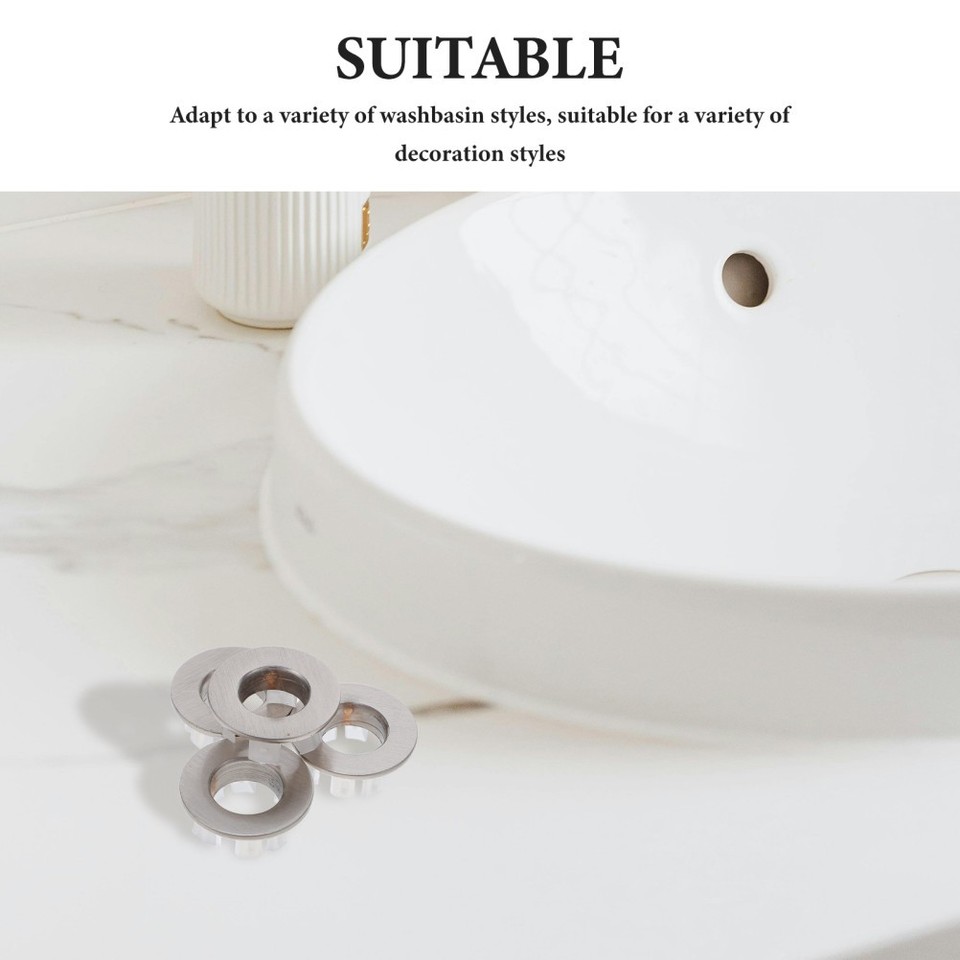 4pcs Bathroom Sink Overflow Plug: Replacement Metal Drain Cover Inserts ...
