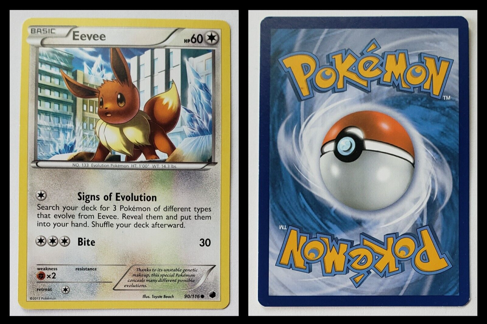 2013 Pokemon EEVEE Card TCG 90/116 Nintendo Basic HP 60 MINT (D) | eBay
