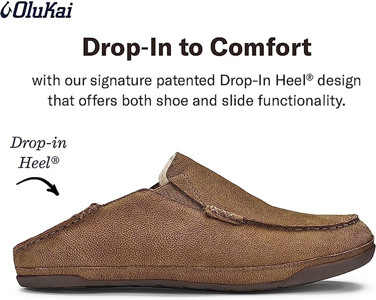 OLUKAI Kipuka Hulu Men's Nubuck Leather Slippers - Toffee - Size 8 ...